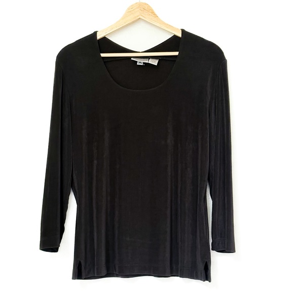 Chico's | Tops | Chicos Travelers Black 34 Length Boatneck Top Blouse ...